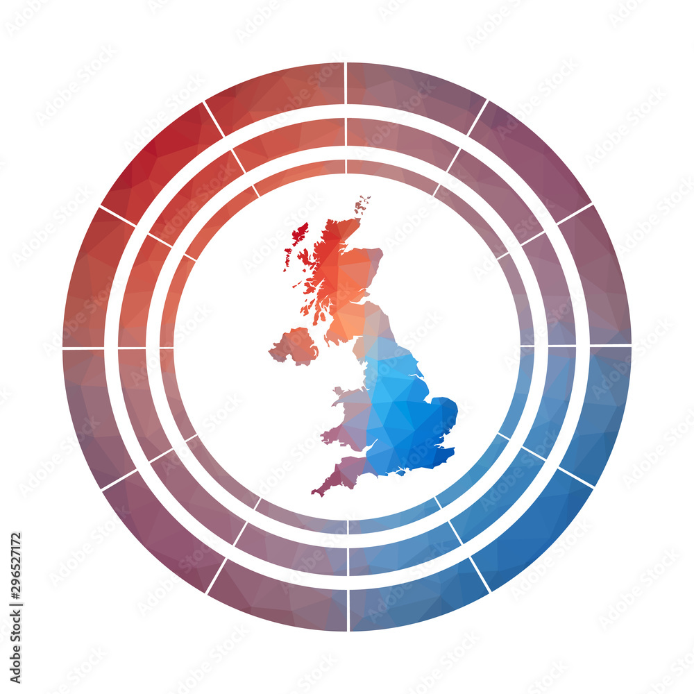 United Kingdom badge. Bright gradient logo of country in low poly style ...