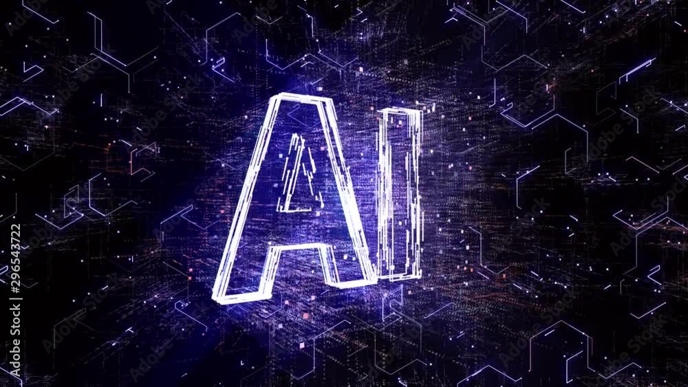4k AI animated word artificial intelligence tag cloud,text design animation.The Matrix style ...