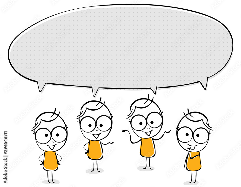 Set of happy cartoon doodle figures with different facial expressions ...