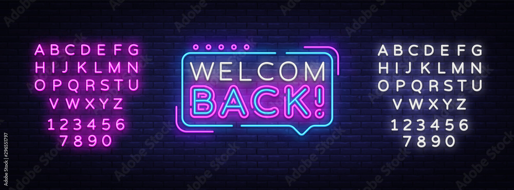 Stockvector Welcome Back Neon Text Vector. Welcome Back neon sign ...