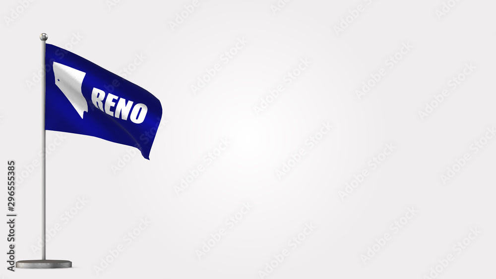 Reno 3D waving flag illustration on Flagpole. Perfect for background ...
