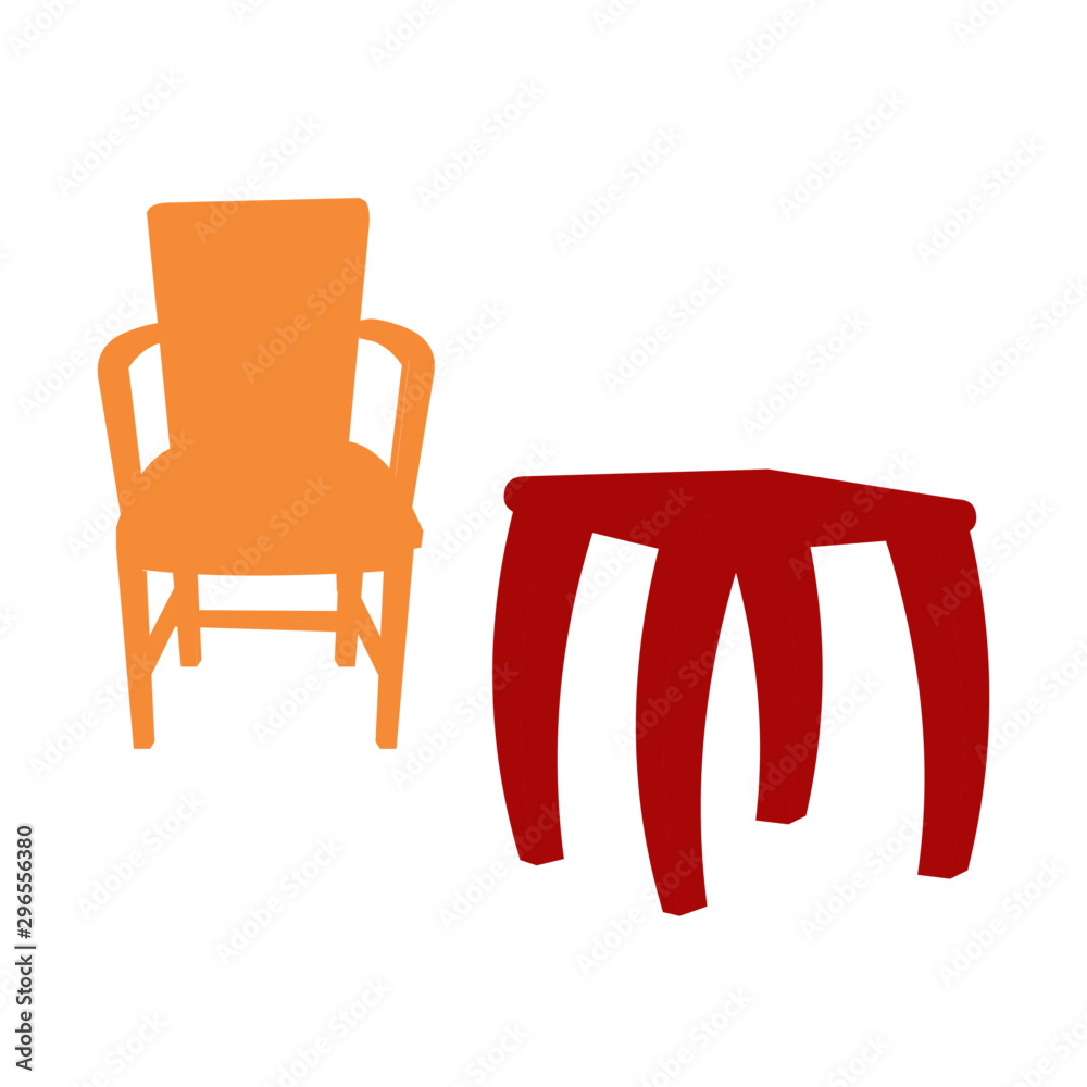 Chair and Stool - Cartoon Vector Image Stock Vector | Adobe Stock