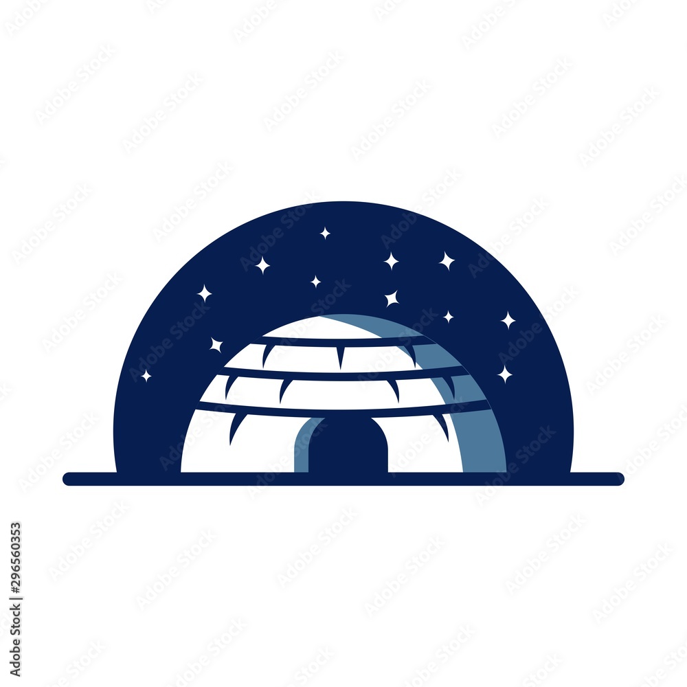 simple modern ice igloo at night vector logo design Stock Vector ...
