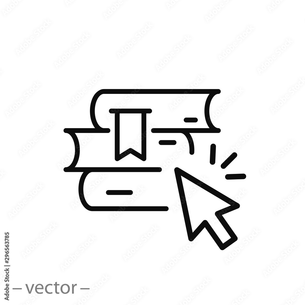 online library icon, logo education course, guide book, digital book ...