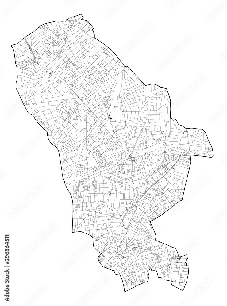 Satellite view of the London boroughs, map and streets of Islington ...