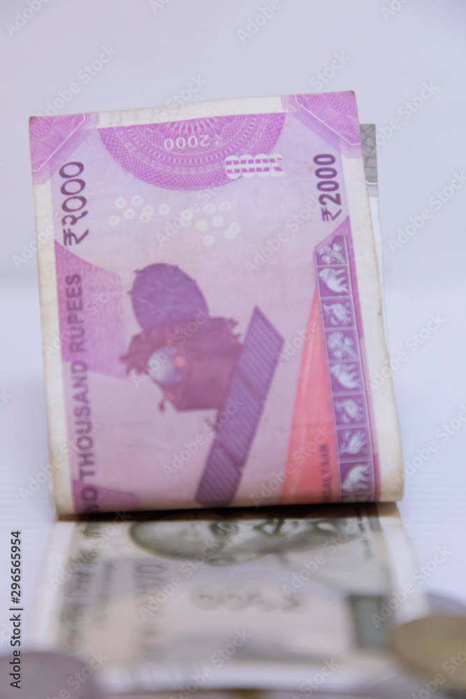 Indian 500, 2000 rupee notes, Indian currency note Folded on white ...