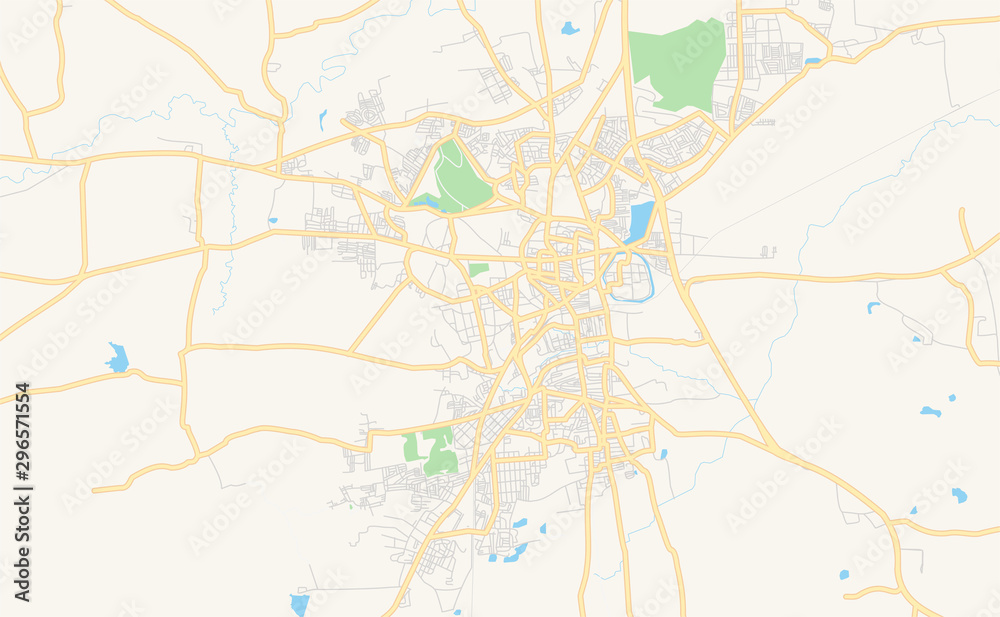 Printable street map of Belgaum, India Stock Vector | Adobe Stock