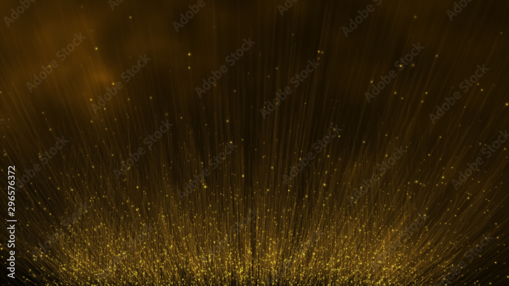 Golden rain, gold glitter particles falling. Glowing glittering lights ...