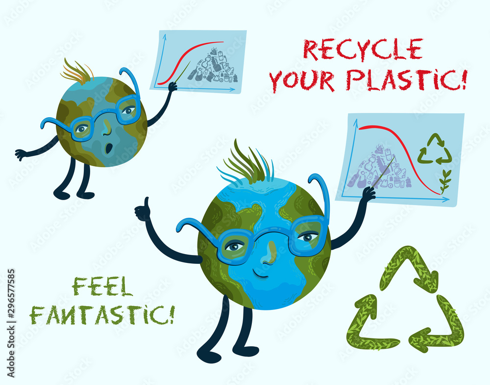 Recycling your plastic. Conceptual vector illustration with character ...