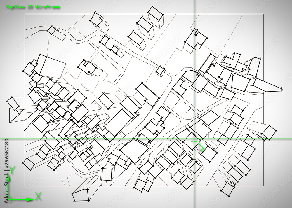 Imaginary city map of territory with 3D buildings of a residential ...