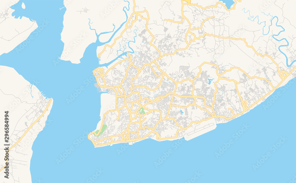 Printable street map of Balikpapan, Indonesia Stock Vector | Adobe Stock