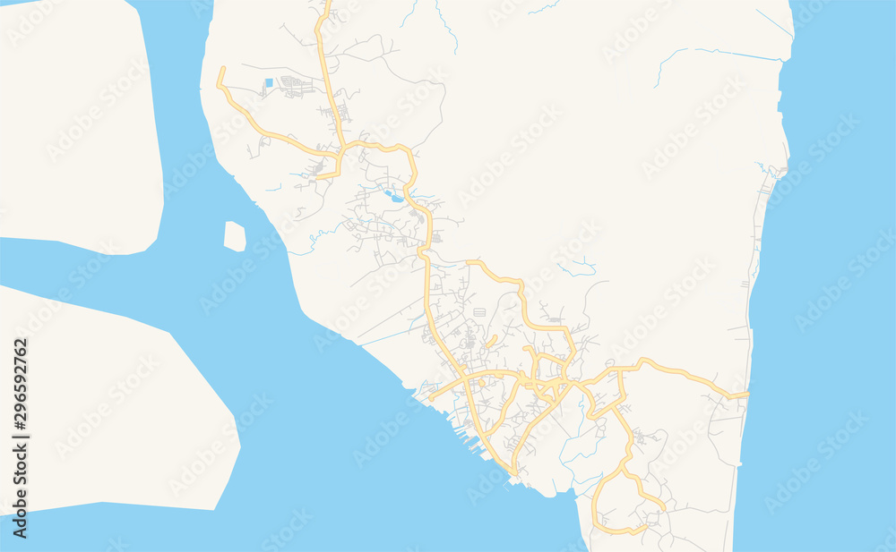 Printable street map of Tarakan, Indonesia Stock Vector | Adobe Stock