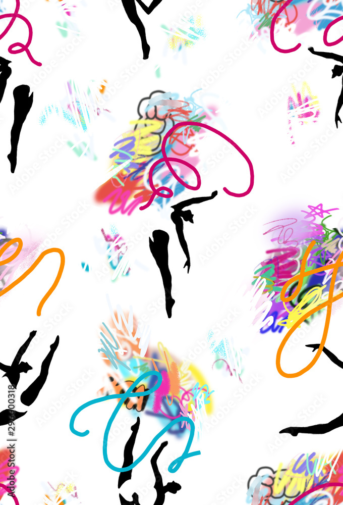 Seamless pattern with gymnasts. Sports and physical activity background ...