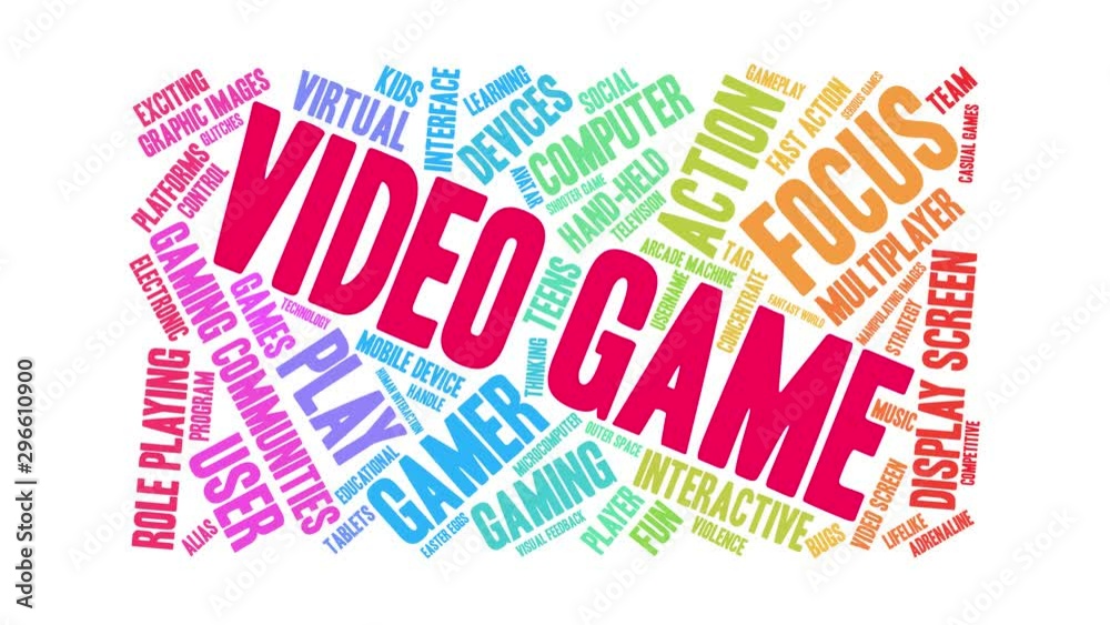 Vidéo Stock Video Game animated word cloud on a white background ...