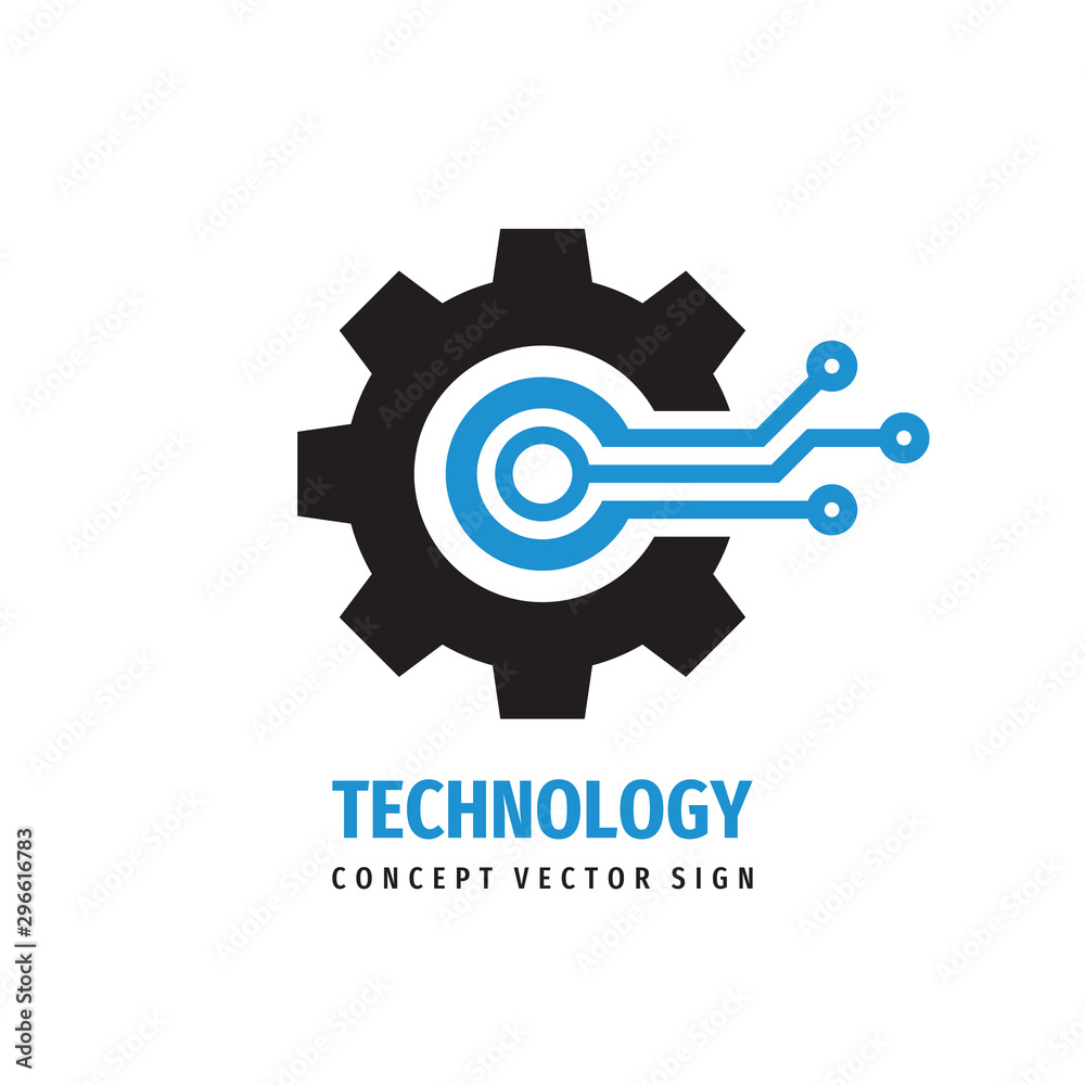 Digital tech - vector business logo template concept illustration. Gear ...