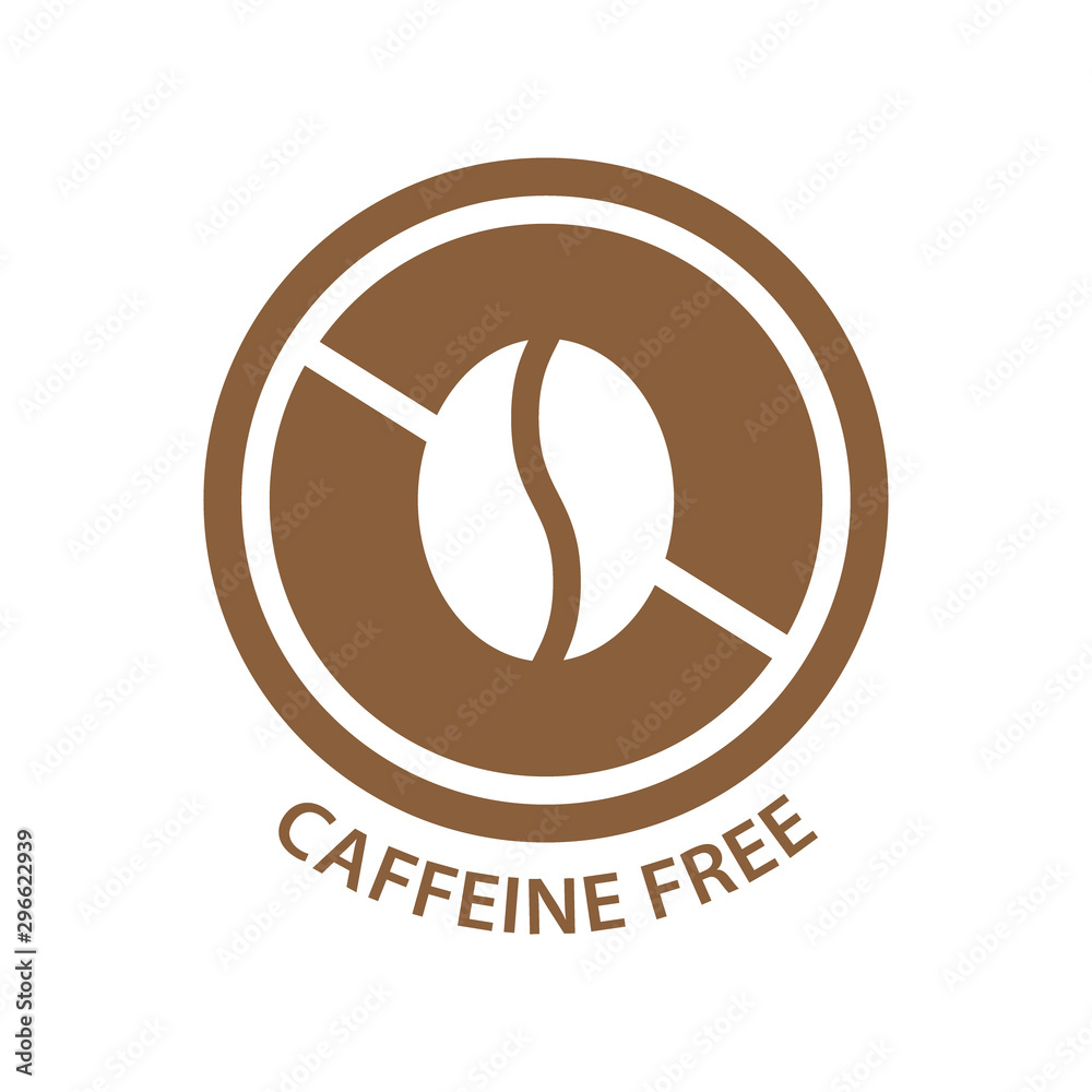 Caffeine free circle vector sticker label. Caffeine free isolated ...