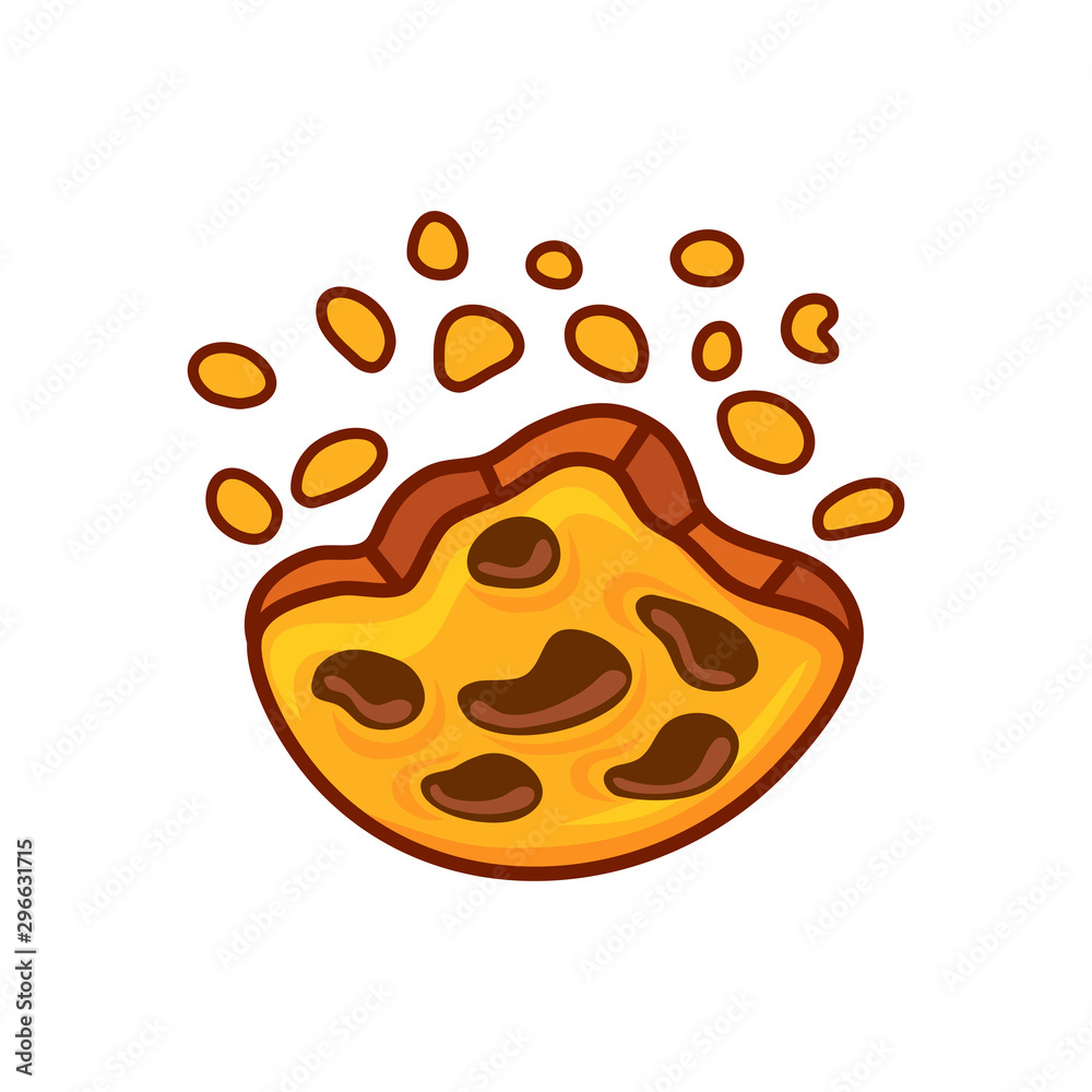Cartoon chocolate chip cookie. Vector illustration. Stock Vector ...