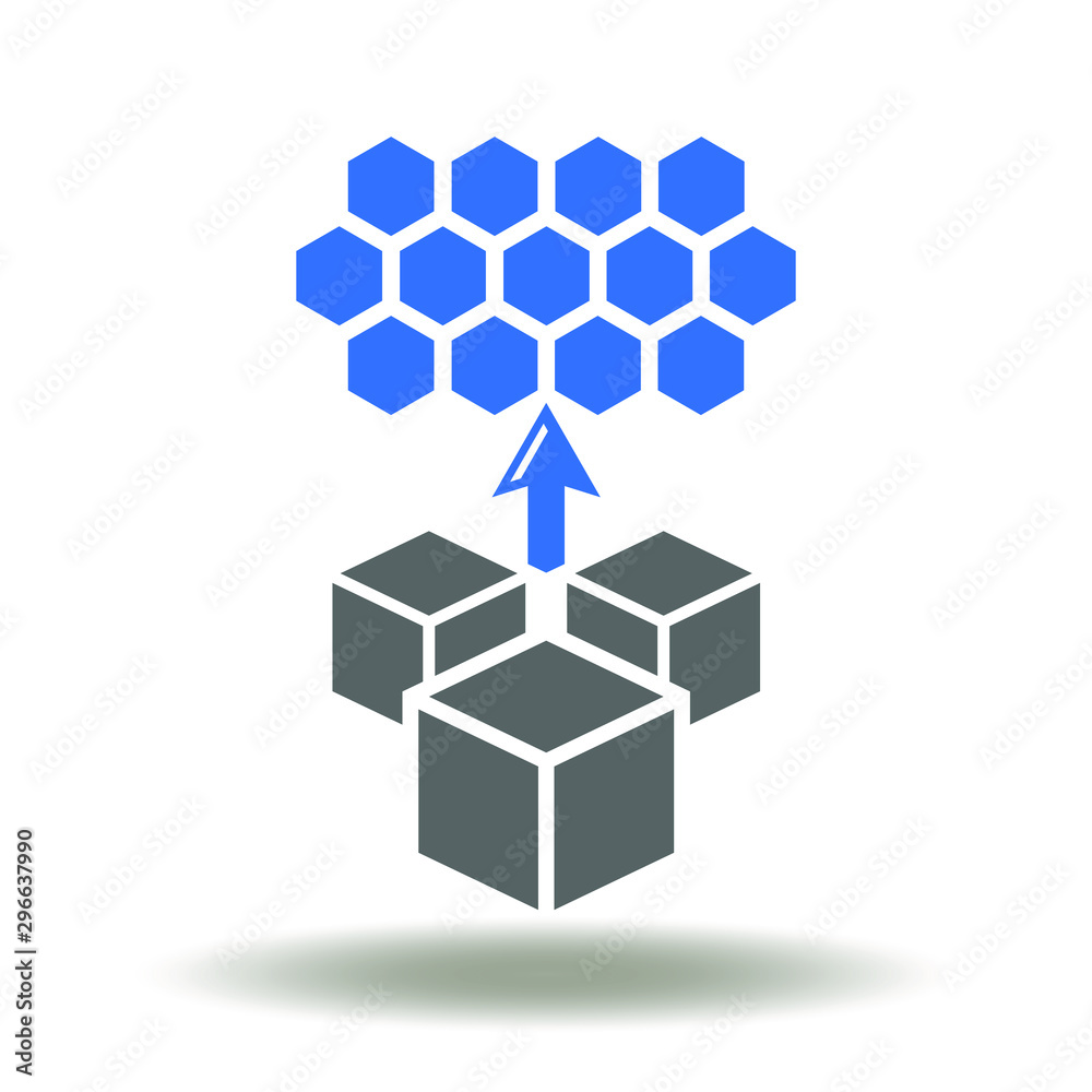 Blocks hexagon arrow up icon vector. Microservice Architecture ...