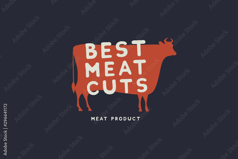 Logo template with a red silhouette of a cow and the inscription best ...