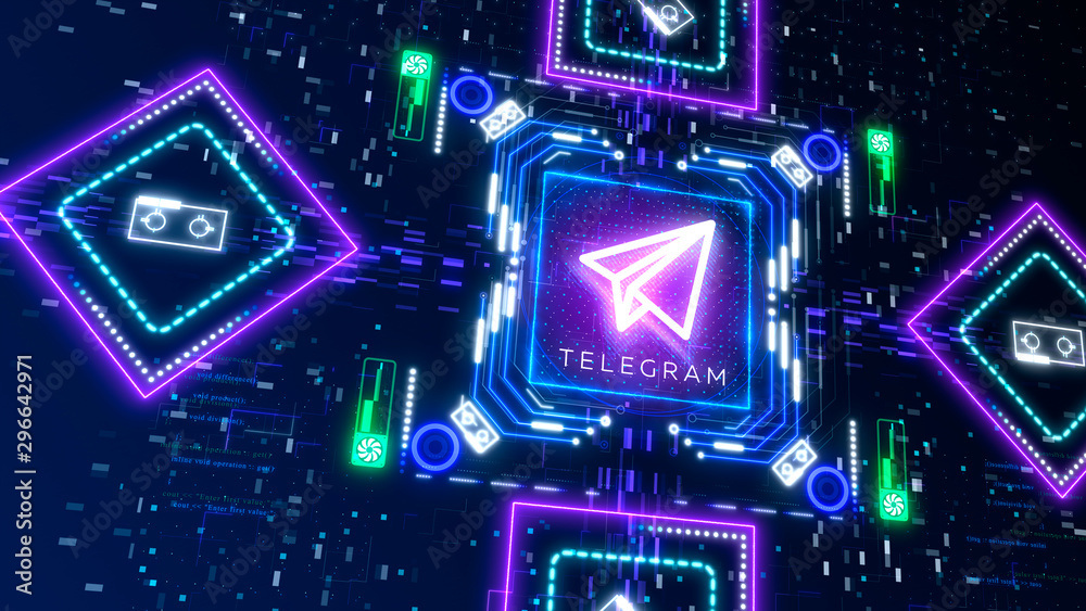 Telegram sign 3d illustration. Digital paper plane glow neon symbol ...