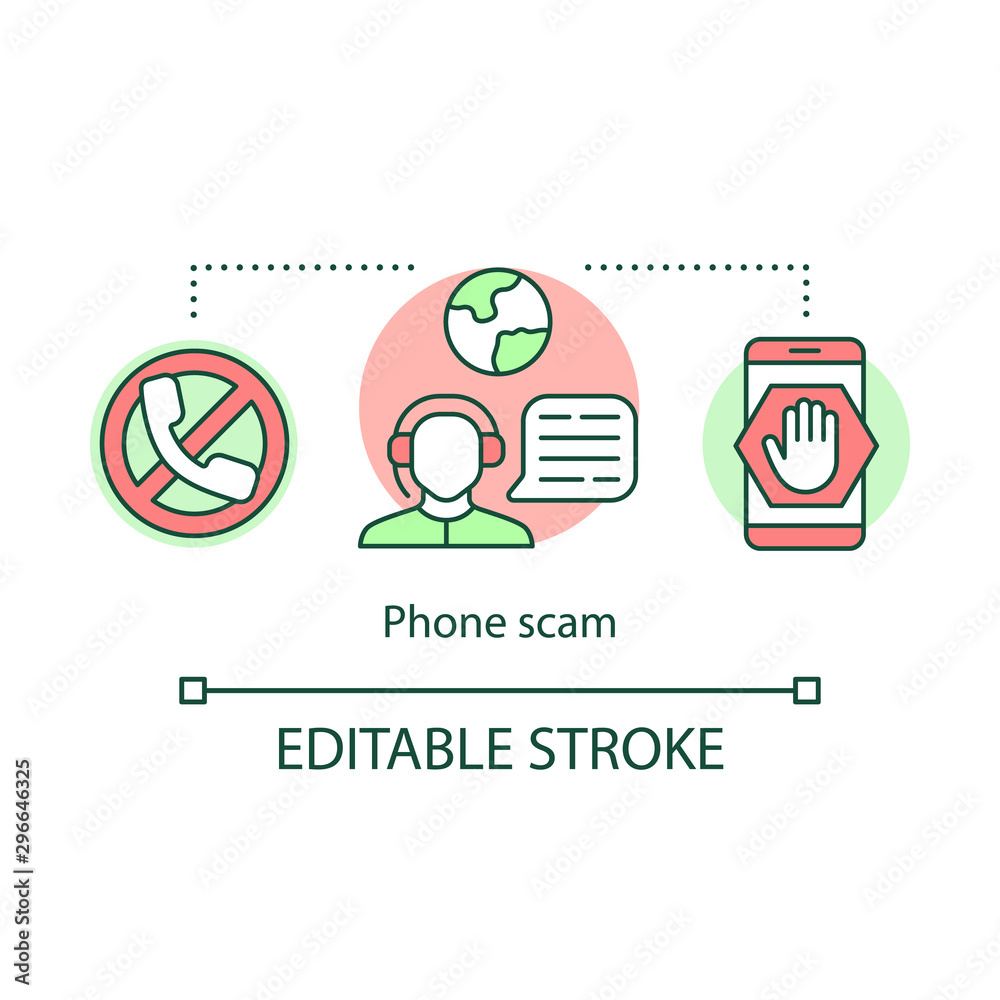 Phone scam icon. Telephone fraud incident idea thin line illustration ...