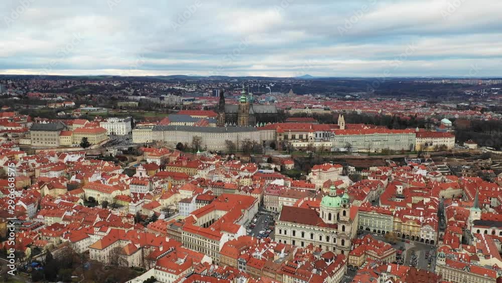 Prague Castle Drone Aerial View, Panoramic view on the city of Prague ...