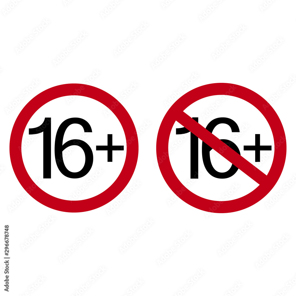 Age restriction symbol. Sixteen plus. Abstract concept, icon. Vector ...