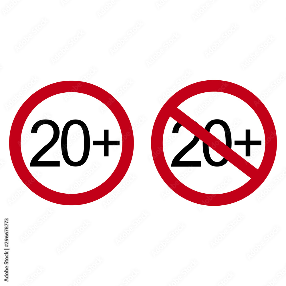 Age restriction symbol. Twenty plus. Abstract concept, icon. Vector ...