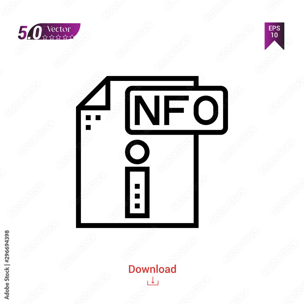 Outline nfo file icon isolated on white background. Popular icons for ...