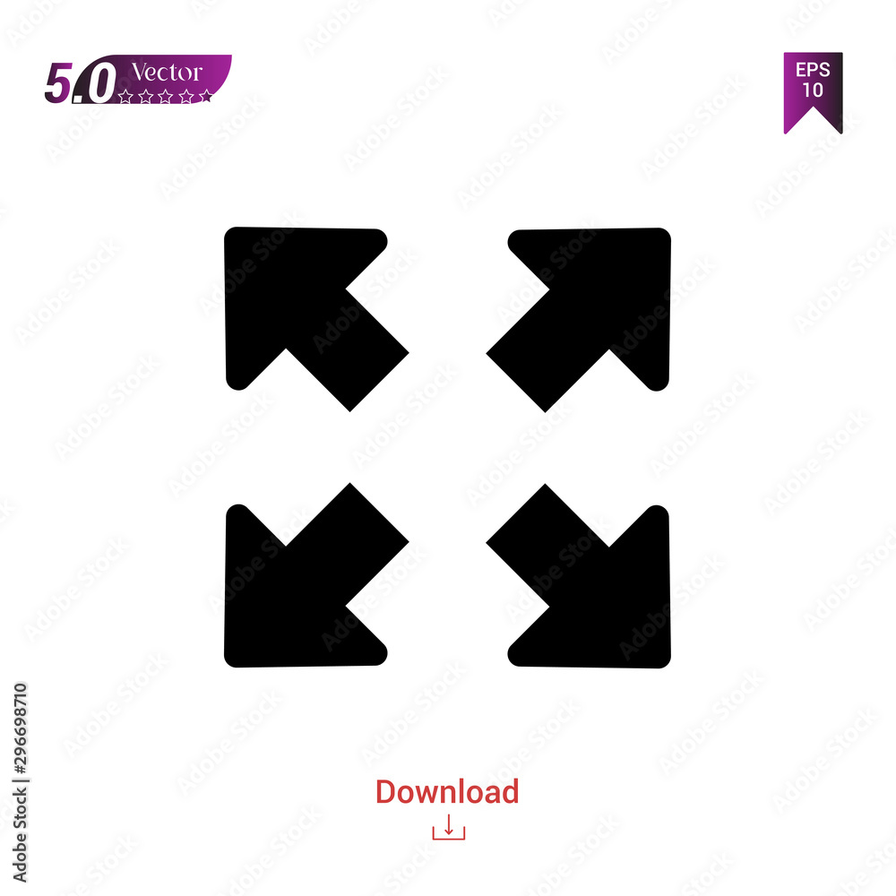 Outline Black full-screen icon vector isolated on white background ...