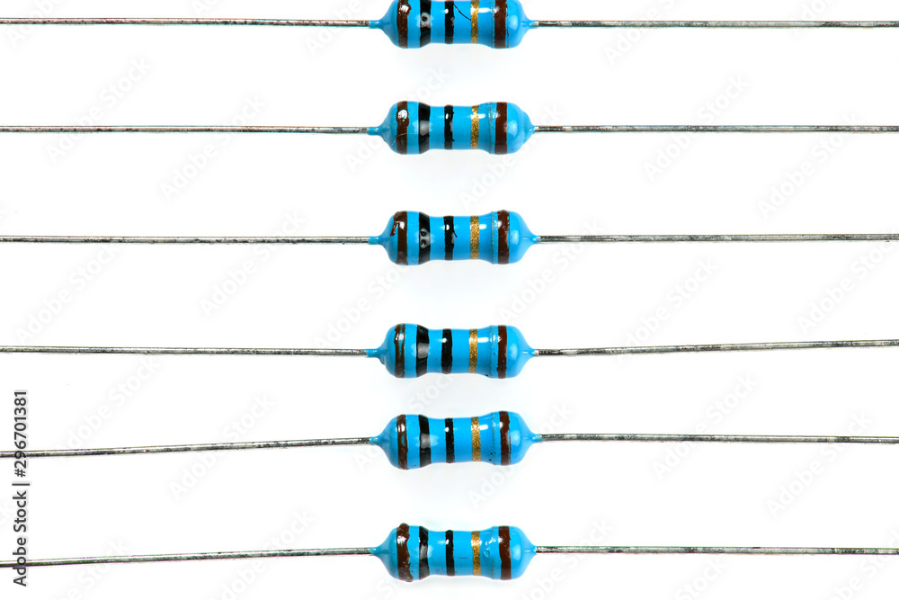 resistors closeup on white - concept of learning, training and ...