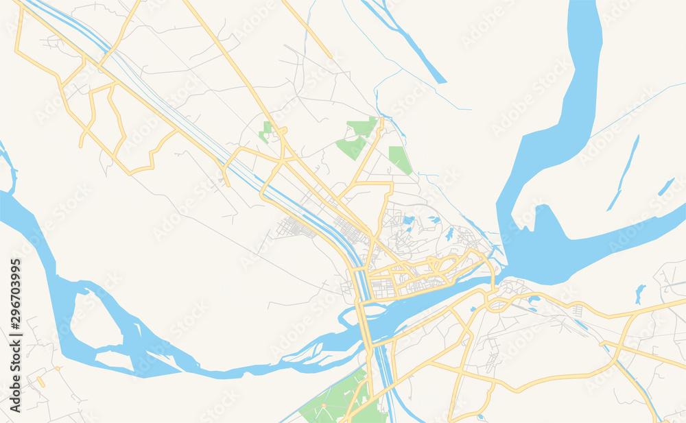 Printable street map of Sukkur, Pakistan Stock Vector | Adobe Stock