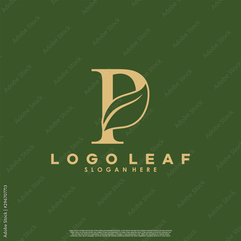 Letter P With Leaf Logo. Green leaf logo icon vector design. Landscape ...