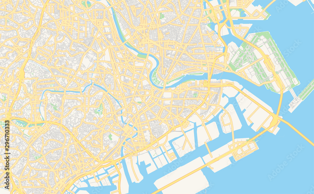 Printable street map of Kawasaki, Japan Stock Vector | Adobe Stock
