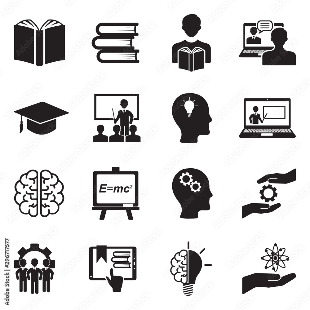 Knowledge Icons. Black Flat Design. Vector Illustration. Stock Vector ...