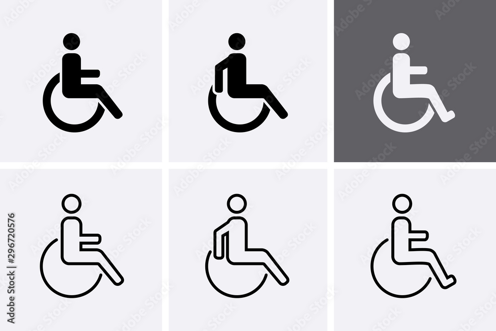 Handicapped Icons set. Disabled man symbol, Vector Stock Vector | Adobe ...