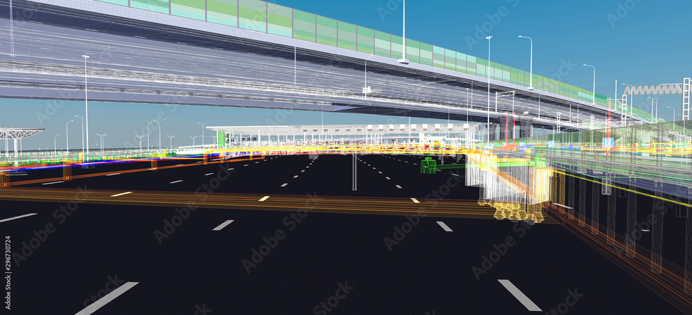 The BIM model of the object of transport infrastructure of wireframe ...