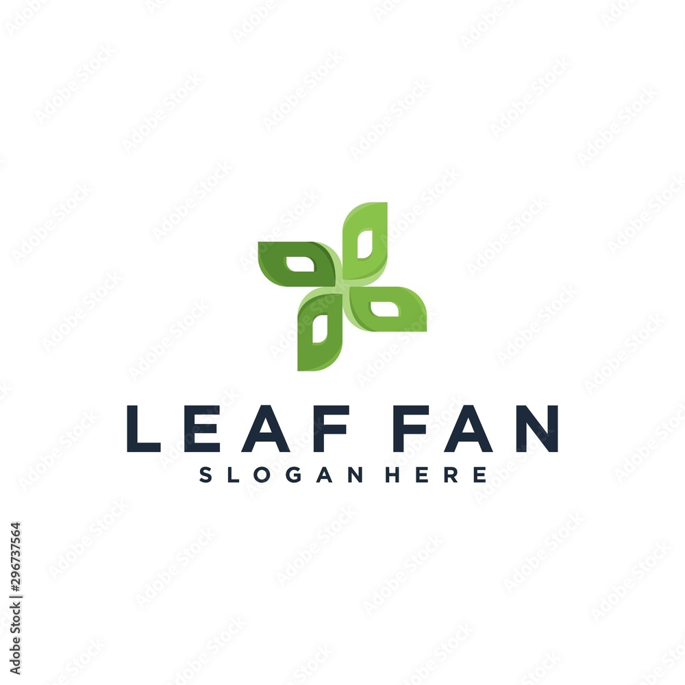 Leaf Fan Logo Design, Nature Four Fan Logo Vector, Modern and Beautiful ...