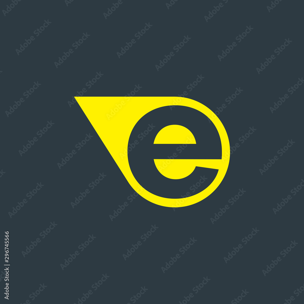 Letter e in yellow beam of light, vector logo design Stock Vector ...