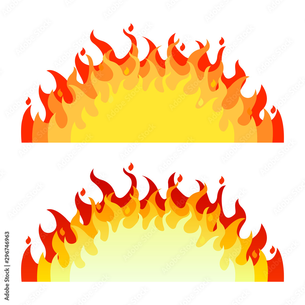 Cartoon fire flames vector, flaming symbols Stock Illustration | Adobe ...