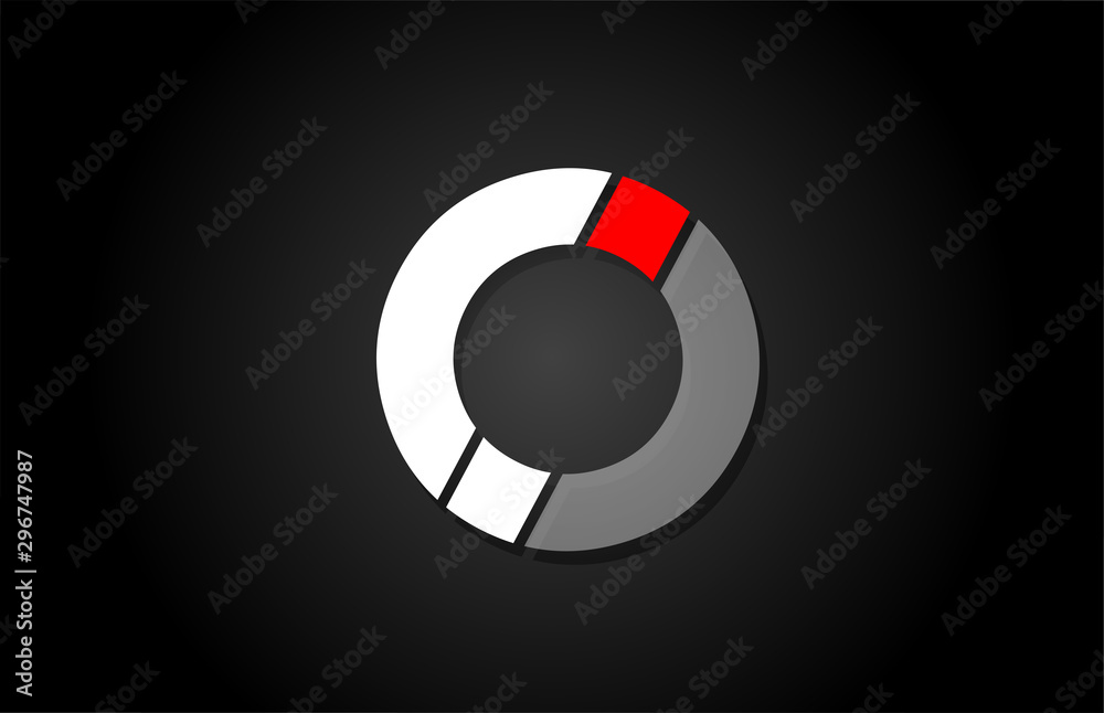 red white black O alphabet letter logo for company icon design Stock ...