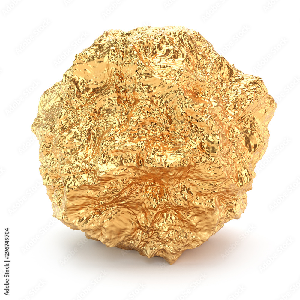 Golden nugget. Big golden nugget isolated on white background. Image of ...