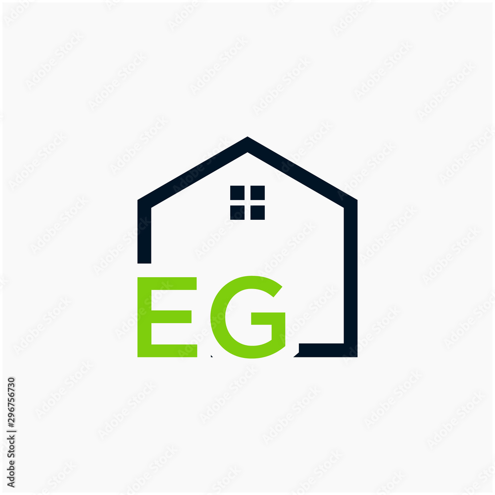 letter EG Line House Real Estate Logo. home initial E G concept ...