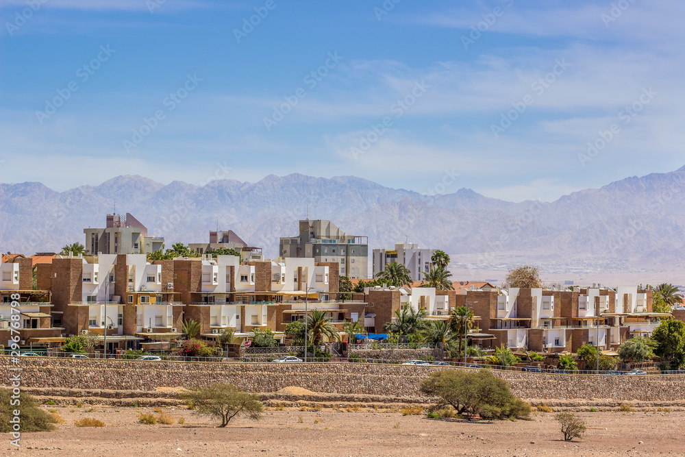 small city outskirts living cottages district urban view in Israeli ...