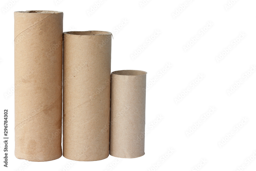 Empty of sorting Paper Rolls of various sizes isolated on white ...
