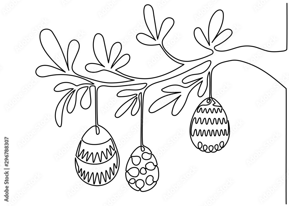 Continuous one line art drawing of Easter eggs Stock Vector | Adobe Stock