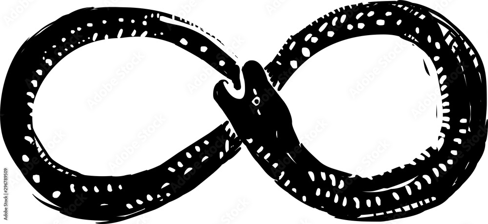 Snake eating its tale.Infinity, eternal life symbol. Stock Illustration ...