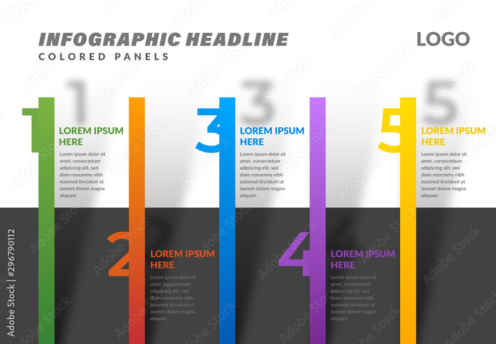Info Chart Layout with Five Colored Options Stock Template | Adobe Stock