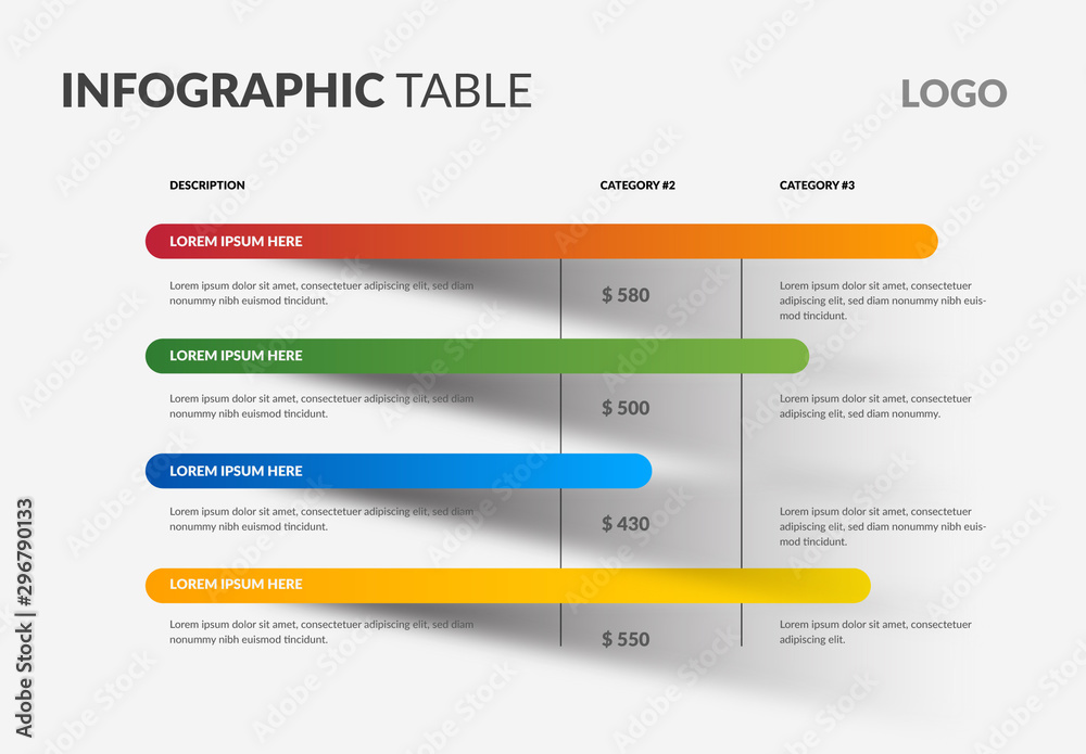 Info Chart Layout with Horizontal Bars Stock Template | Adobe Stock