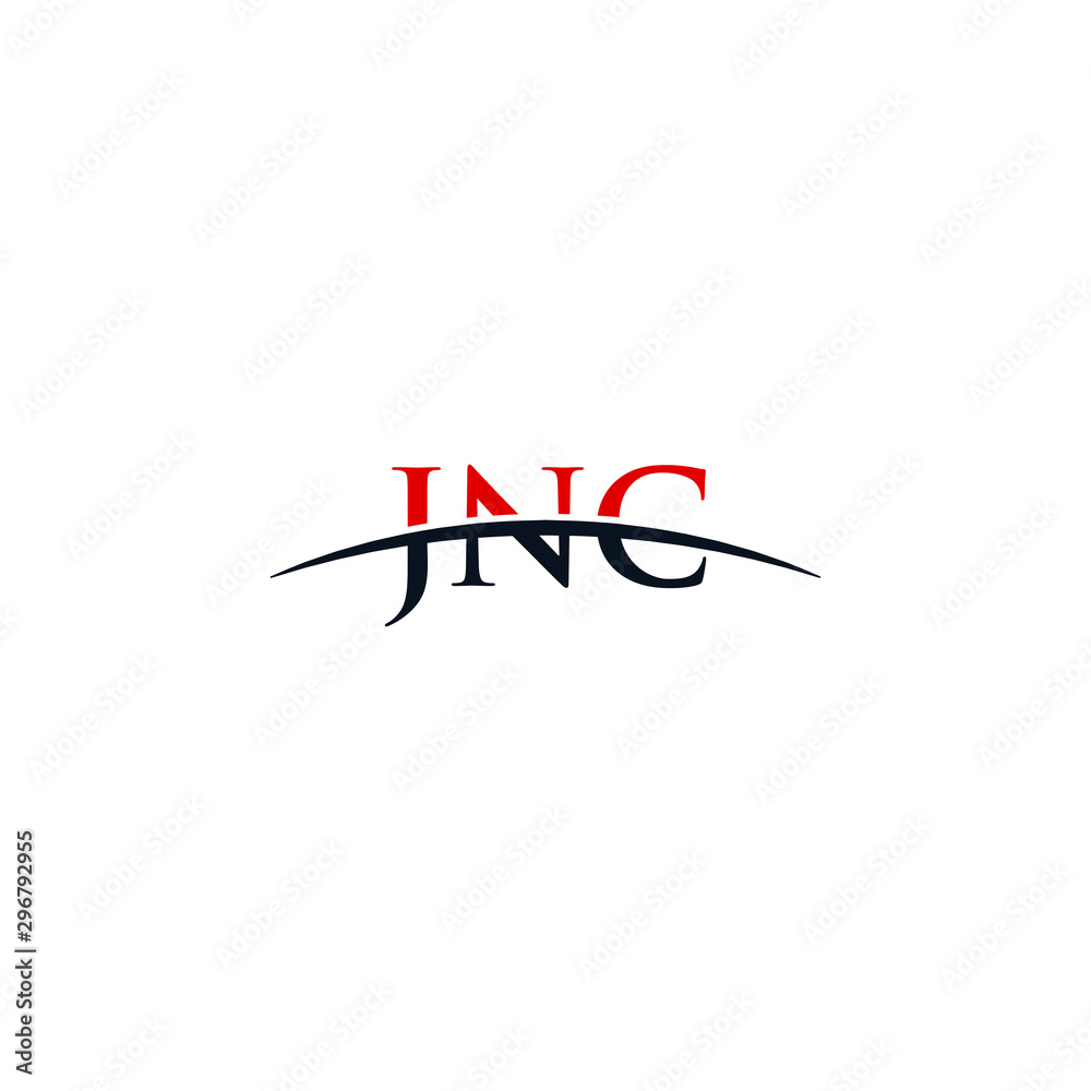 Initial letter JNC, overlapping movement swoosh horizon logo company ...